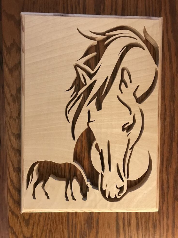 WOOD HORSE PICTURE ART /SCROLL SAW ART / HORSES WOOD SCROLL WALL DECOR ...