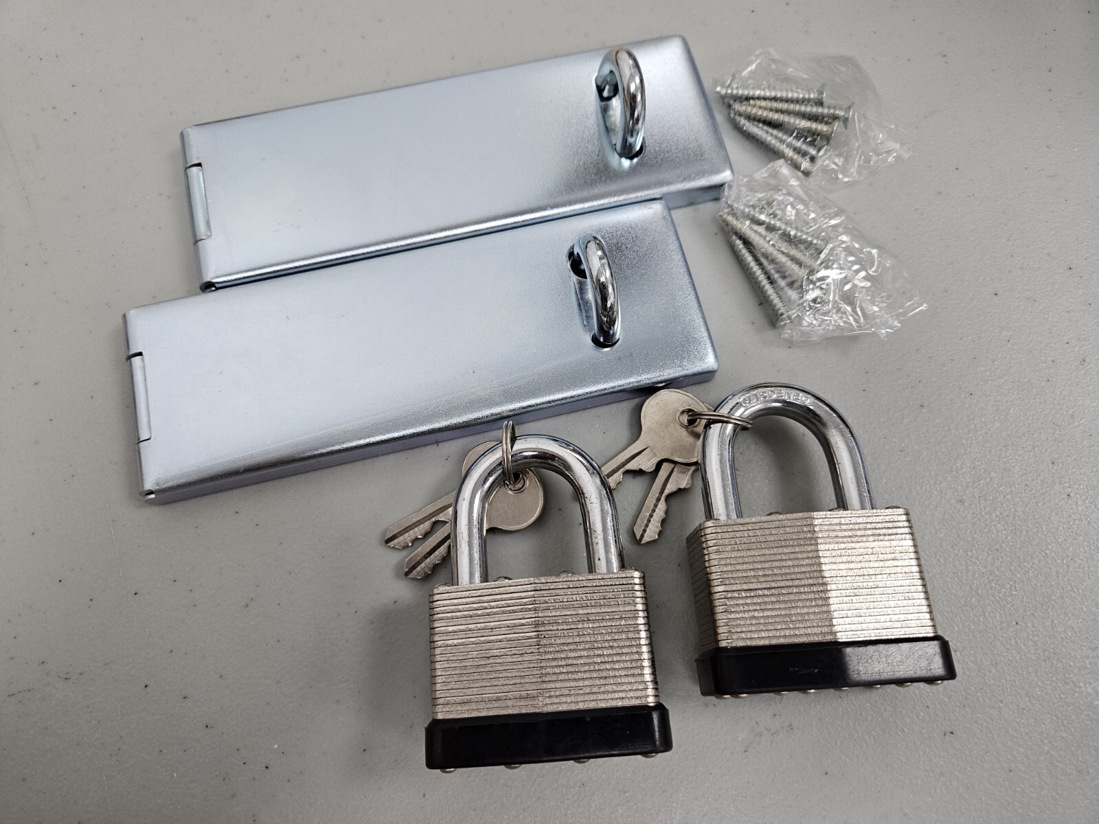 Steel Hasps Padlocks Combo, 6" Hasps + 50mm Laminated - Keyed Alike ...