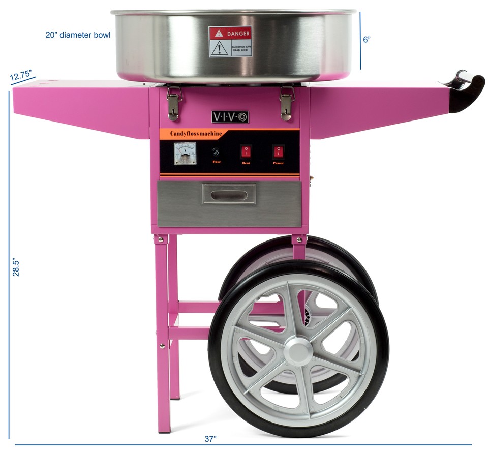 Electric Commercial Cotton Candy Machine / Floss Maker Pink Cart Stand ...