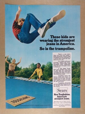 1971 Sears Toughskins Jeans trampoline demonstration photo vintage ...