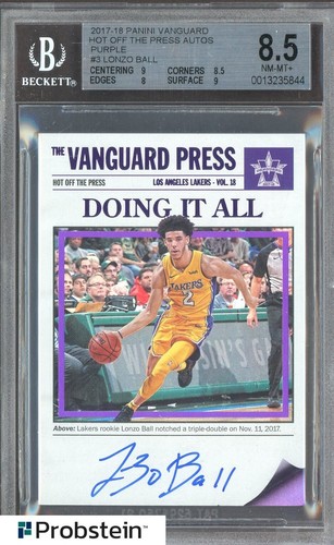 2017-18 Panini Vanguard Hot Off The Press Purple Lonzo Ball AUTO /49 ...