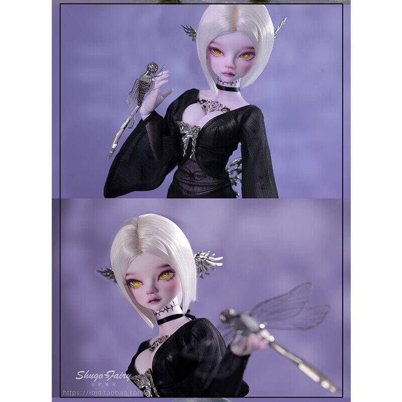 FULL SET 1/4 BJD Doll Girl Resin Ball Jointed Eyes Face Makeup Wig ...