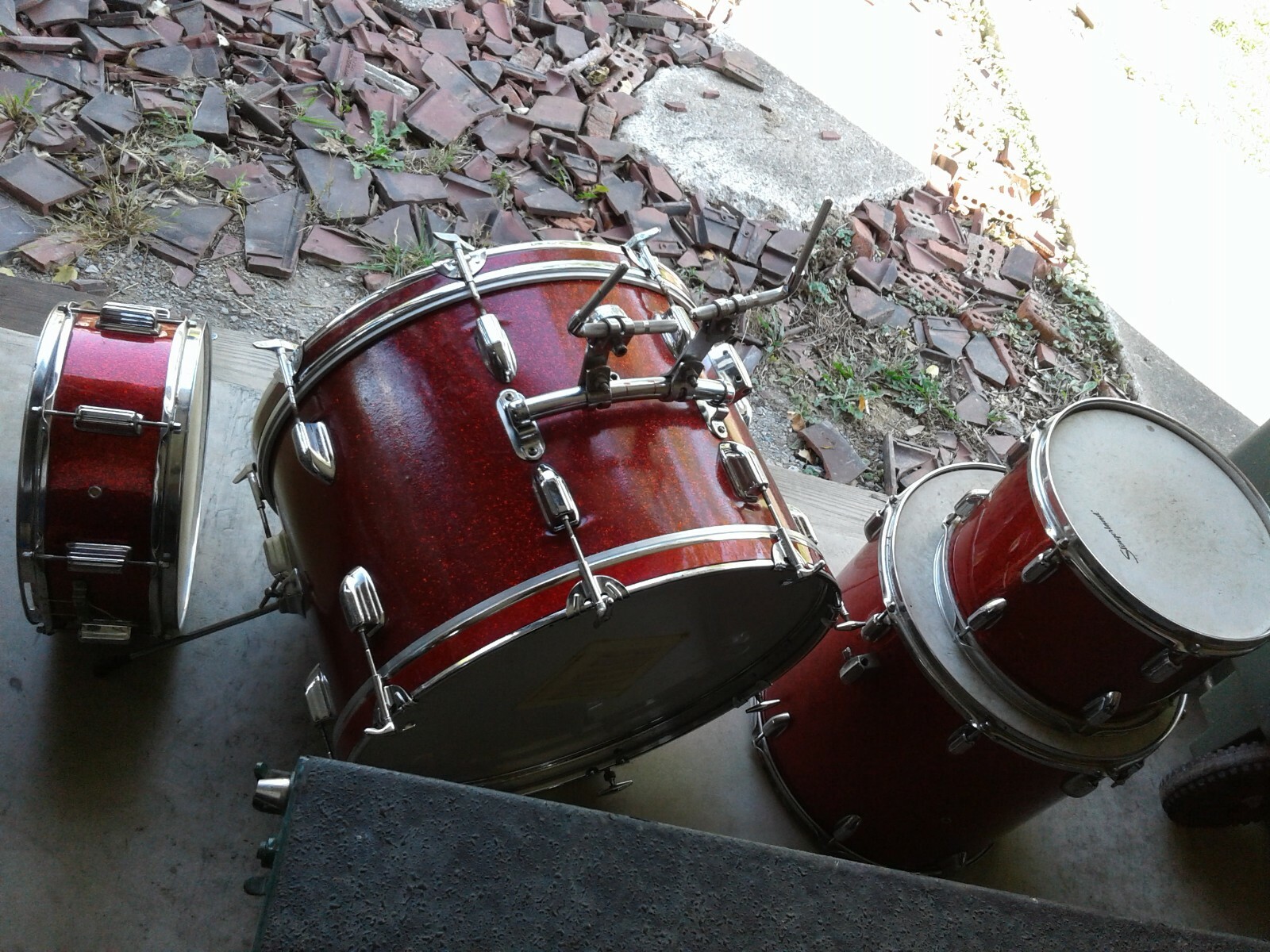 MIJ Drum Set 4 PC Vintage 60s Red Sparkle Japan 3Ply Shells | eBay
