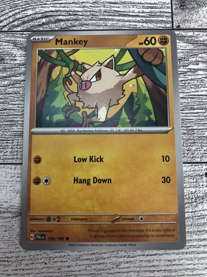 Mankey - 106/193 Paldea Evolved Common Pokemon - NM/MINT | eBay