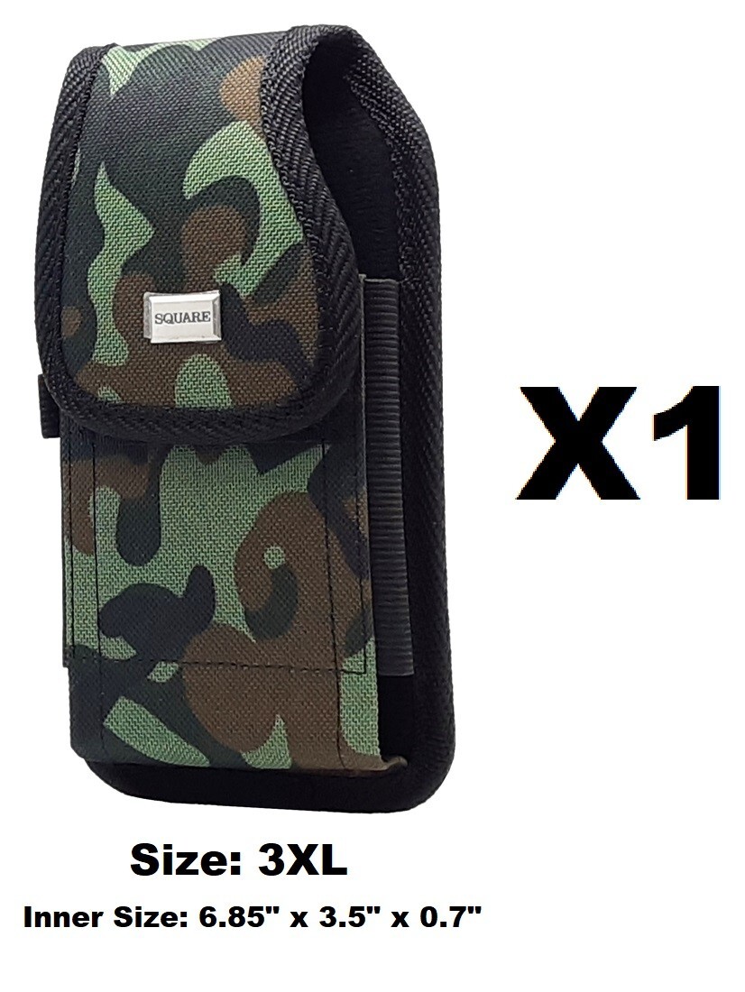 3XL Camouflage Rugged Nylon Vertical Pouch with Metal Clip & Belt Loop ...