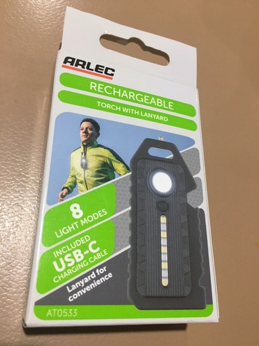 Arlec USB C Rechargeable COB LED 8 Mode Torch With Glass Breaker | eBay ...