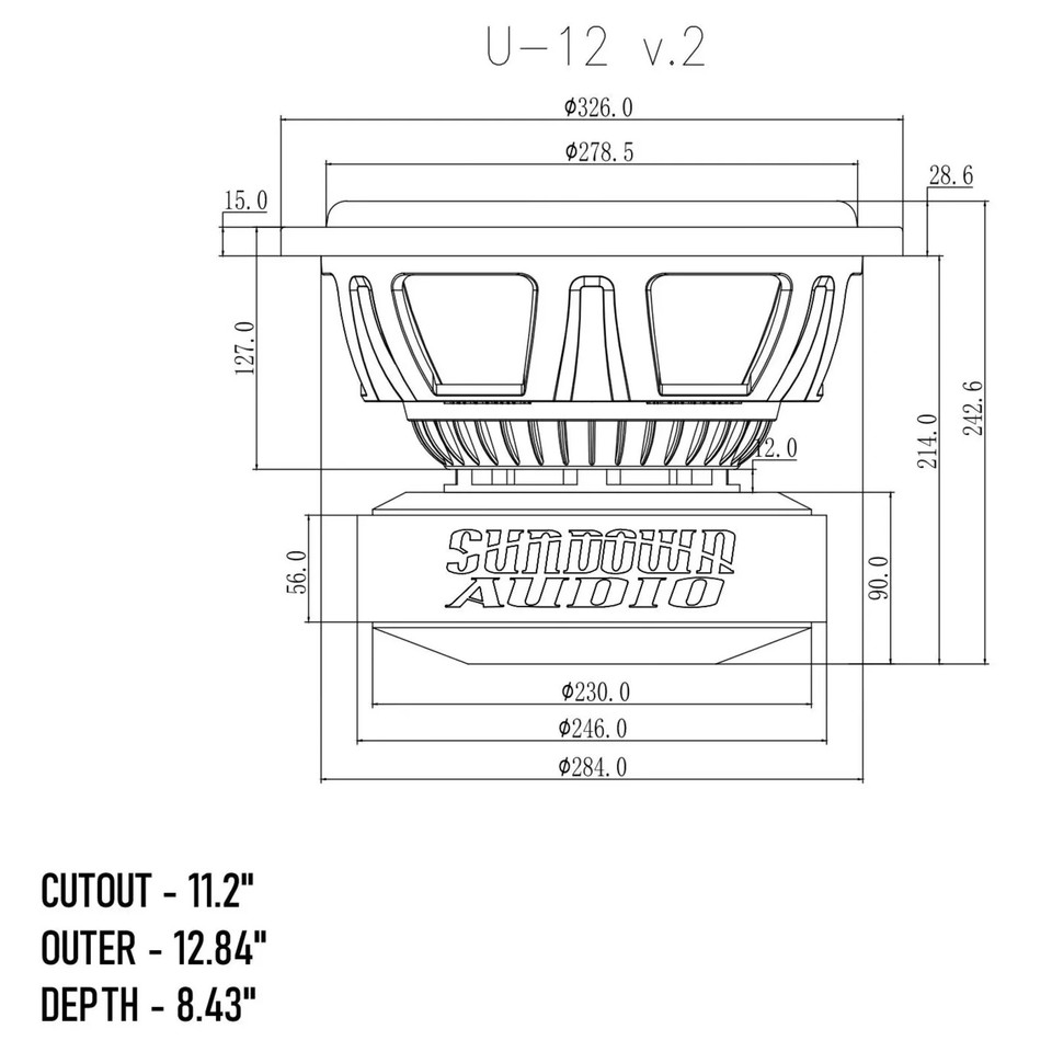 12" 4 Ohm 1750W RMS V.2 Dual Voice Coil Subwoofer Sundown U-Series U-12 ...