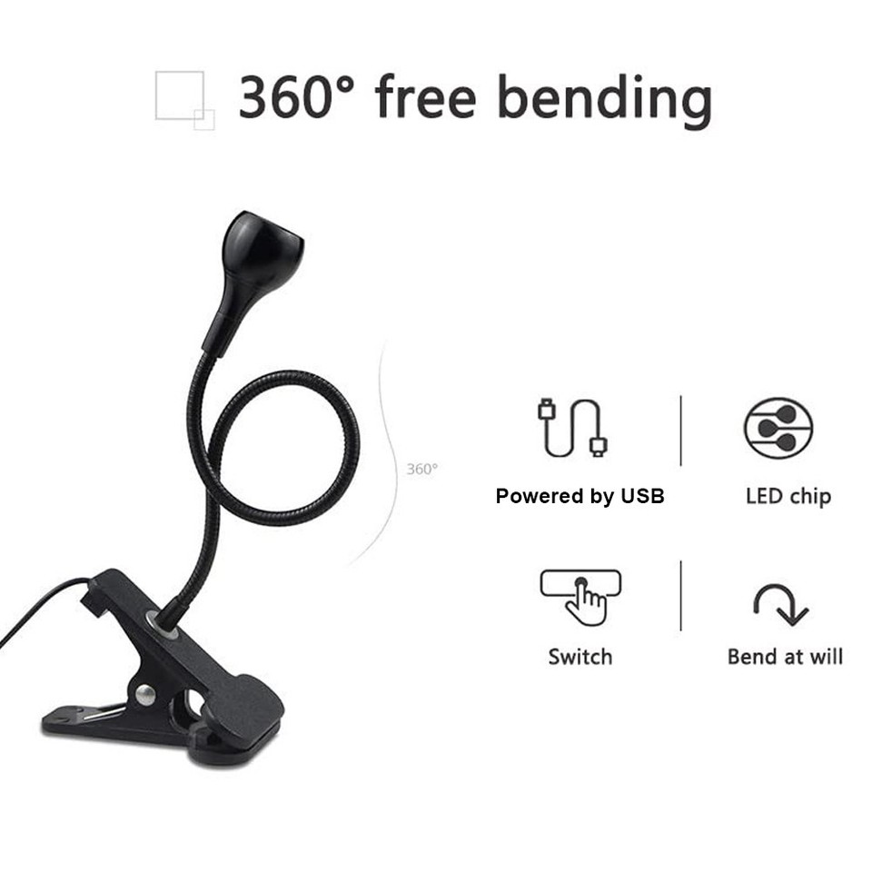 Flexible Clamp Clip On USB Desk Lamp Reading Light LED Bed Table ...