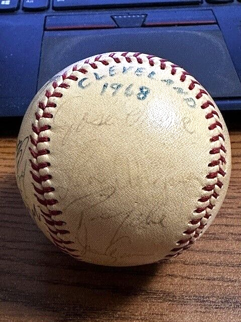 1968 CLEVELAND INDIANS TEAM SIGNED AUTOGRAPHED OAL BASEBALL! Duke Sims ...