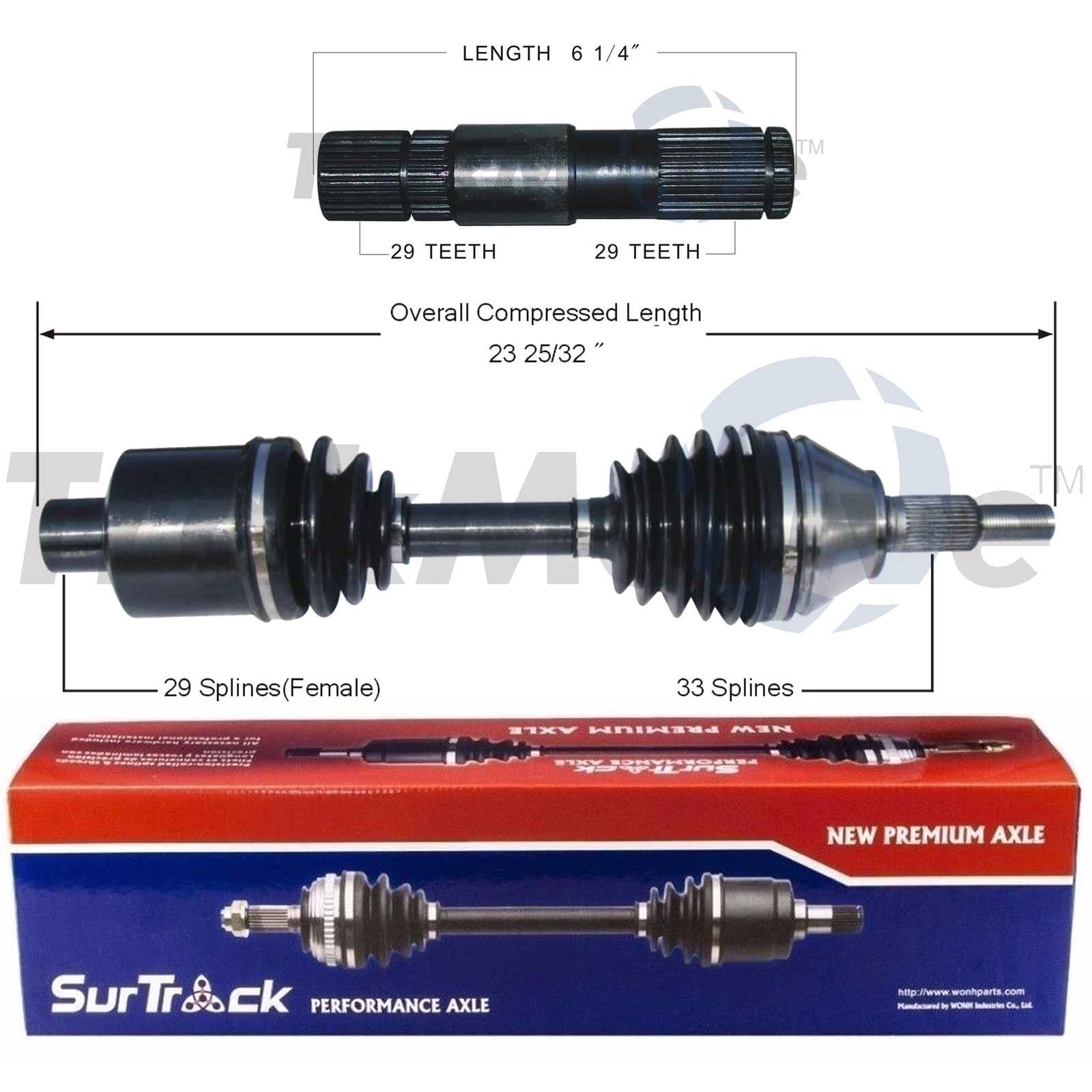 SurTrack Set of Front Driver Left CV Axle & Intermediate Shafts For ...