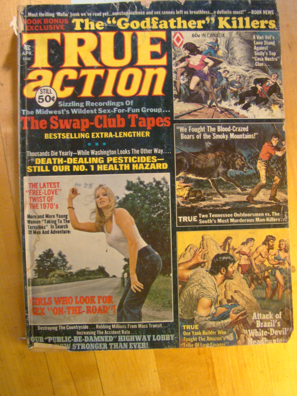 True Action Magazine April 1973 Men's Adventure Swap Club Free Love | eBay