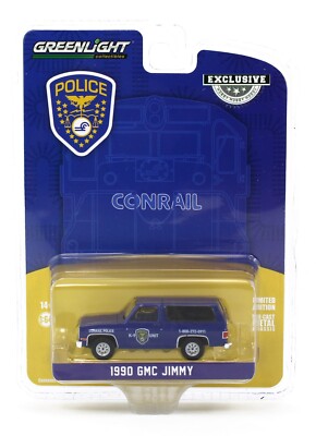 1:64 GreenLight *CONRAIL POLICE* Blue 1990 GMC Jimmy K-9 Unit Police ...