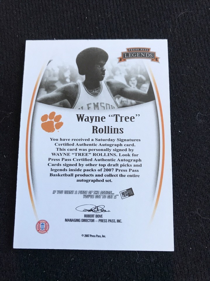 2007 Press Pass Legends Wayne Tree Rollins Saturday Signatures Auto # ...