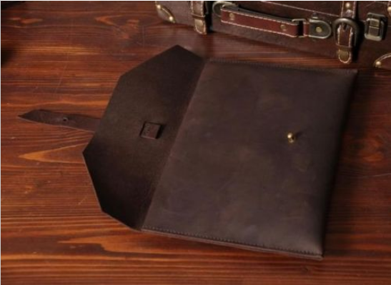 file Folder pocket cow Leather Messenger bag Briefcase 44 X 31cm brown ...