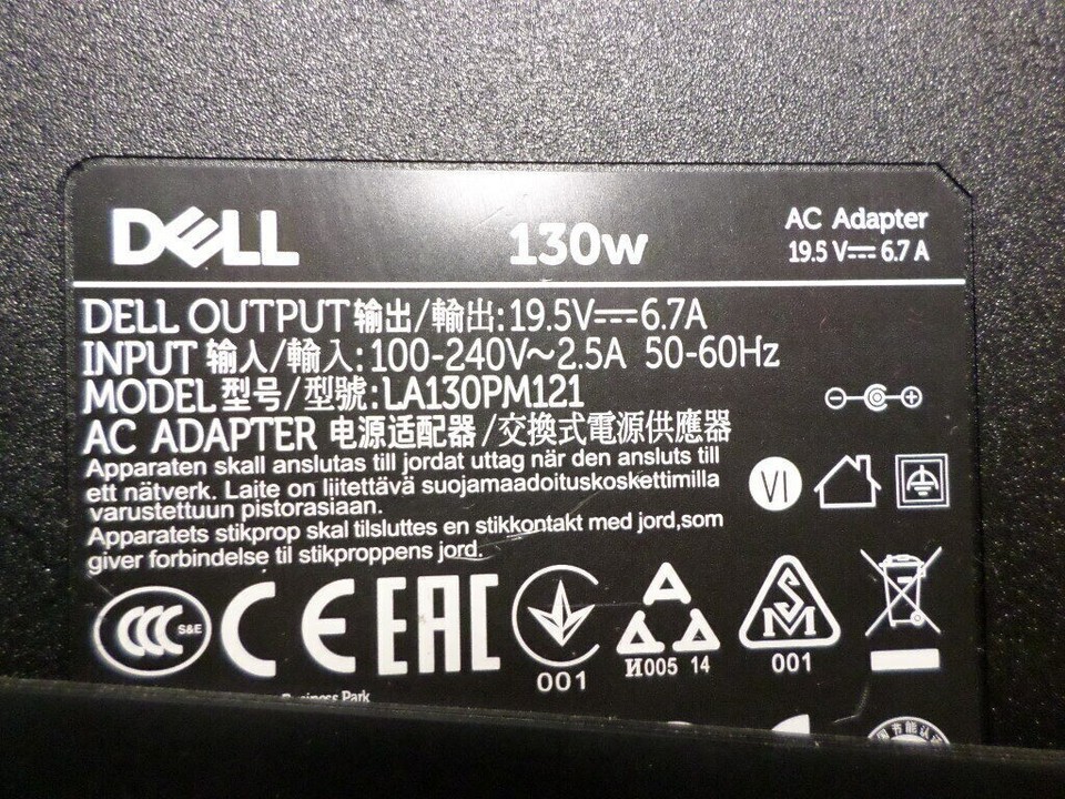 Dell 130w PA-4E OEM LA130PM121 DA130PE1-00 Genuine Laptop AC adapter ...