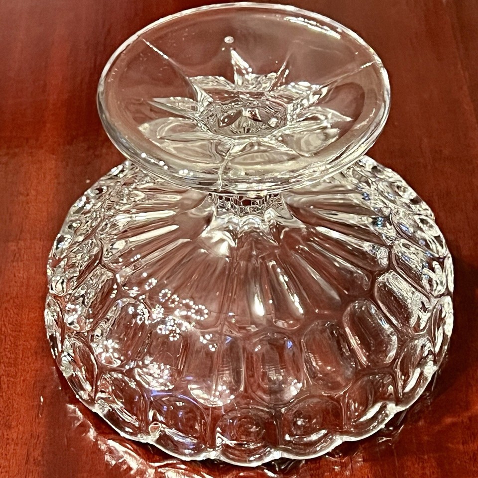 Antique EAPG Covered Pedestal Compote Argus Thumbprint Pattern Clear ...