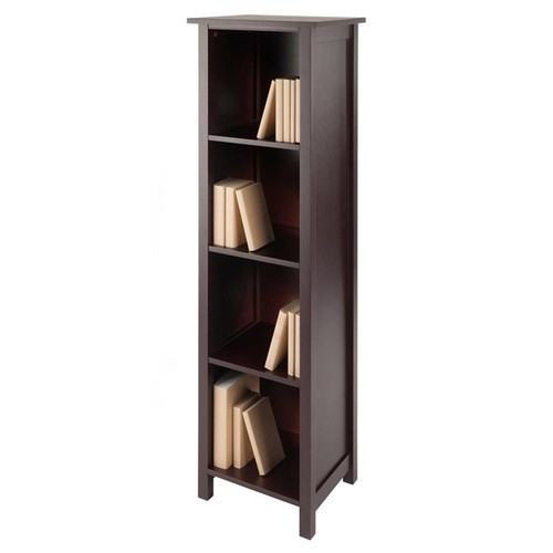 Pemberly Row 4-Tier Tall Solid Wood Storage Book Shelf in Antique ...