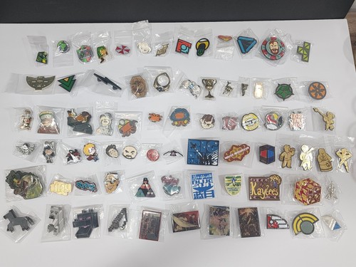 Huge Lot of 75 Mixed Pins Loot Crate Firefly Fallout Curiocity Box etc ...