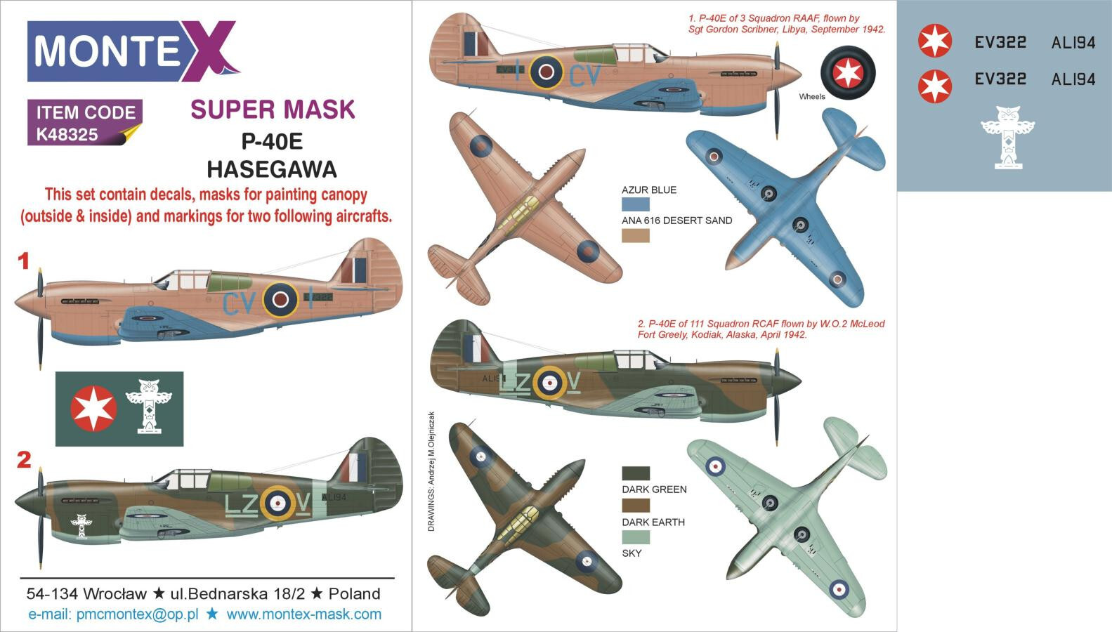 Montex 1/48 P-40E - Super Paint Mask set (K48325) | eBay