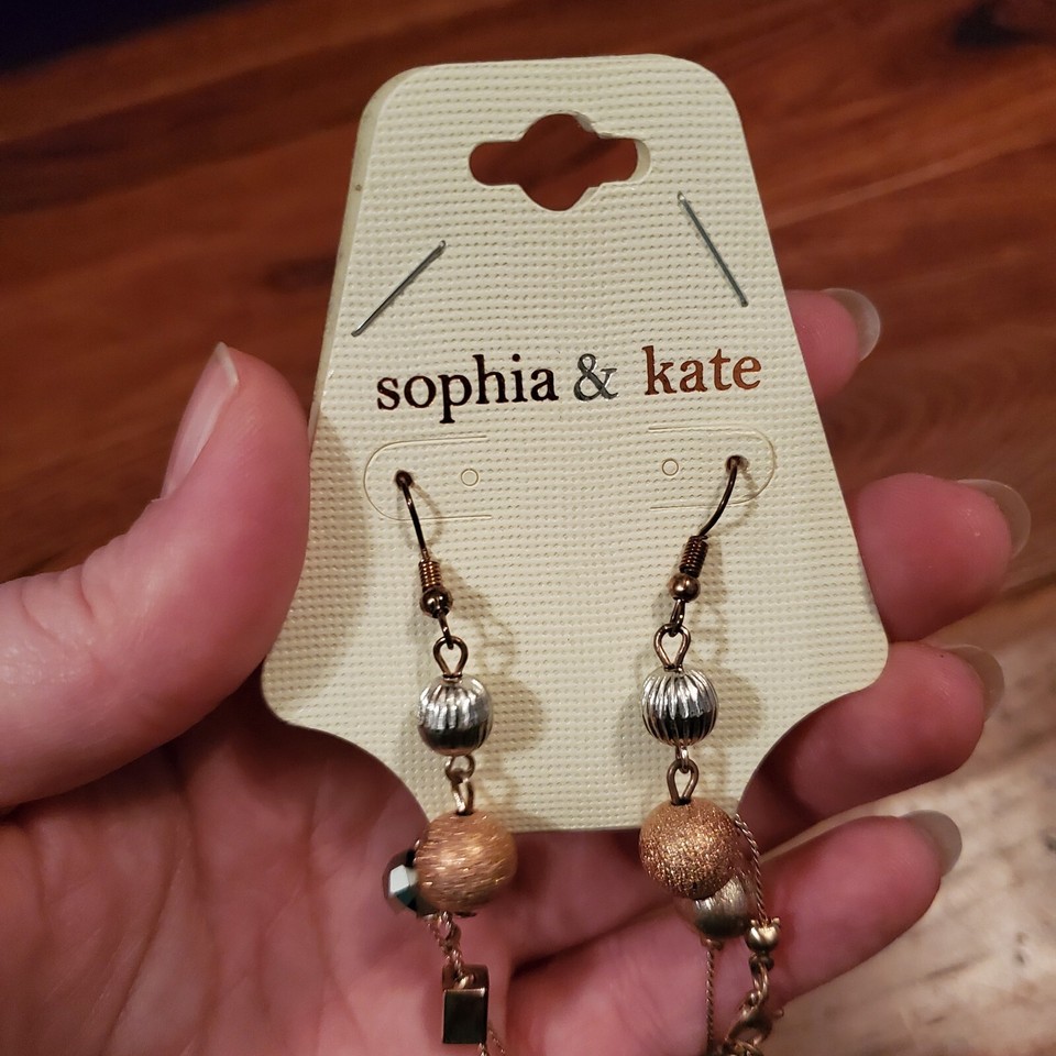 Sophia & Kate Necklace and Earring Set NWT silver and rose gold tone ...