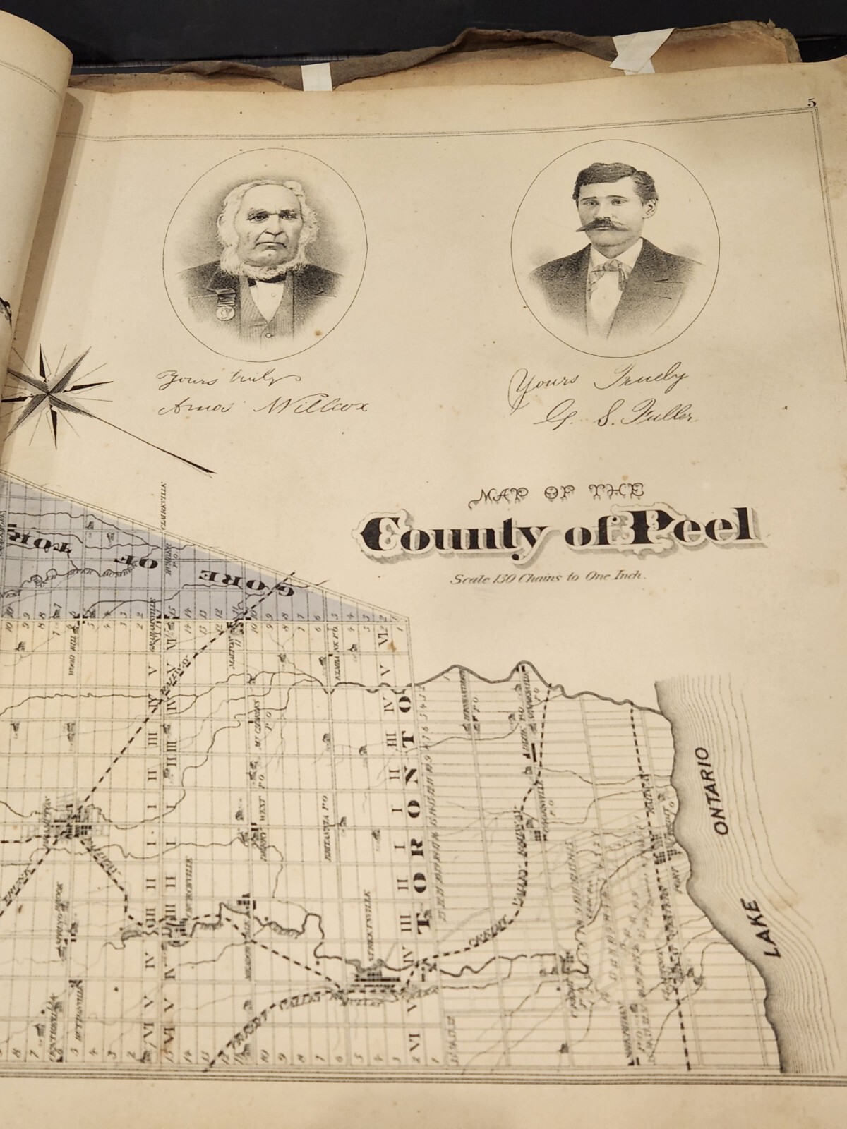 Original 1877 ILLUSTRATED HISTORICAL ATLAS OF PEEL by J.H. Pope ...