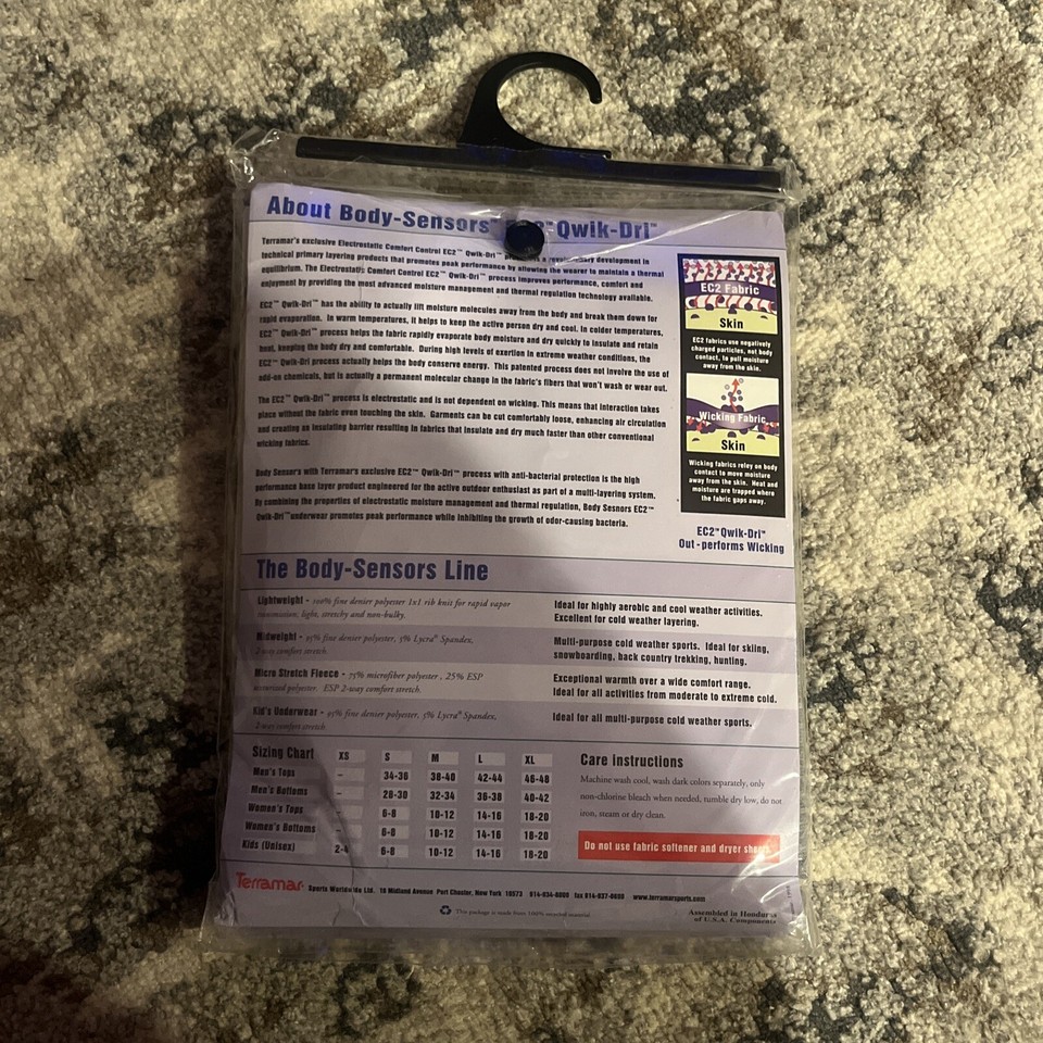 Base Layer Shirt TERRAMAR Body-Sensors EC2 Qwik Dri CREW Neck LARGE ...