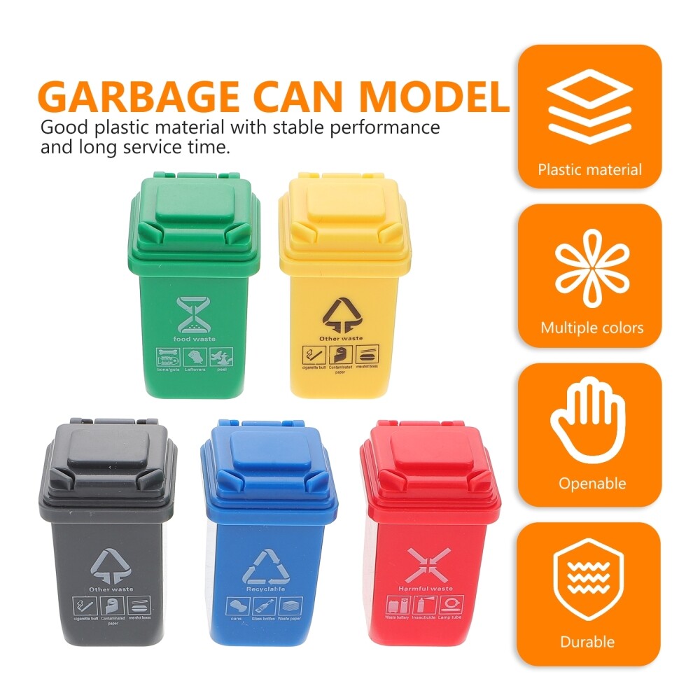 5pcs Garbage Can Model Doll House Sorting Garbage Bin Garbage Pail | eBay