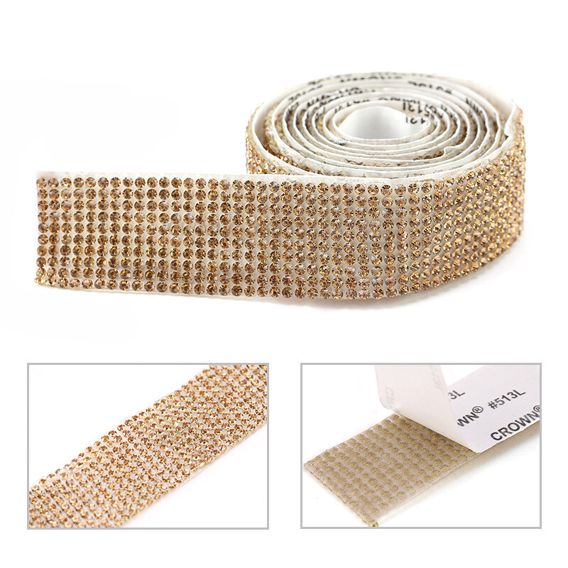 5X Self-Adhesive Rhinestone Tape Crystal Sticker Diamond Ribbon for Bag ...