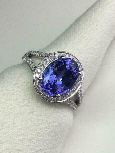 3Ct Simulated Tanzanite Diamond Engagement Ring 14K White Gold Plated ...