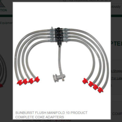 SUNBURST FLUSH MANIFOLD 10 PRODUCT COMPLETE COKE ADAPTERS, # BC1000 ...