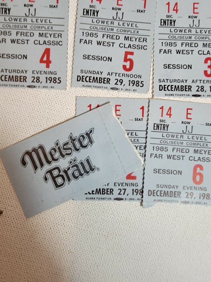 7 Vintage 1980s College Basketball Ticket Stubs Far West Classic ...