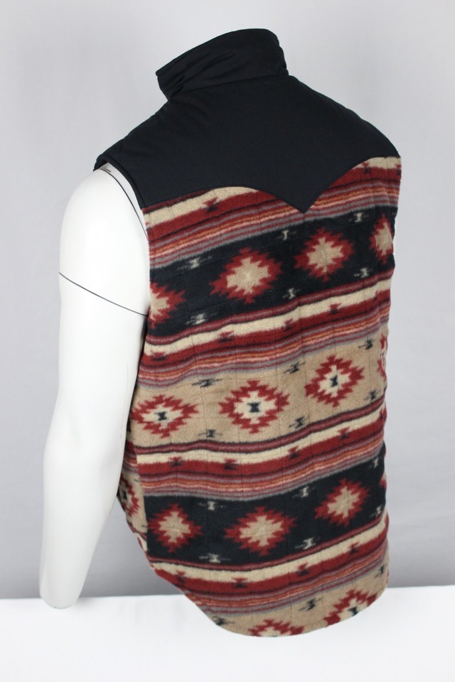 Cinch Men's Reversible Quilted Vest Full Zip Khaki Black Aztec ...