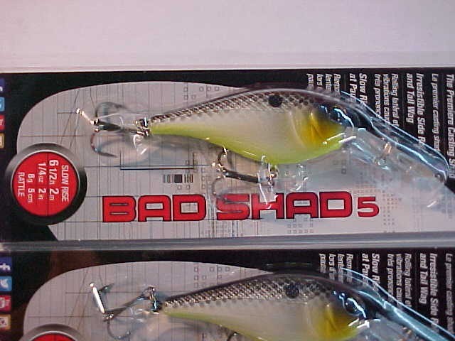 3 NEW BERKLEY BAD SHAD 5 Crankbait 1/4 oz. RATTLE 2" SLOW RISE LURES 6 ...