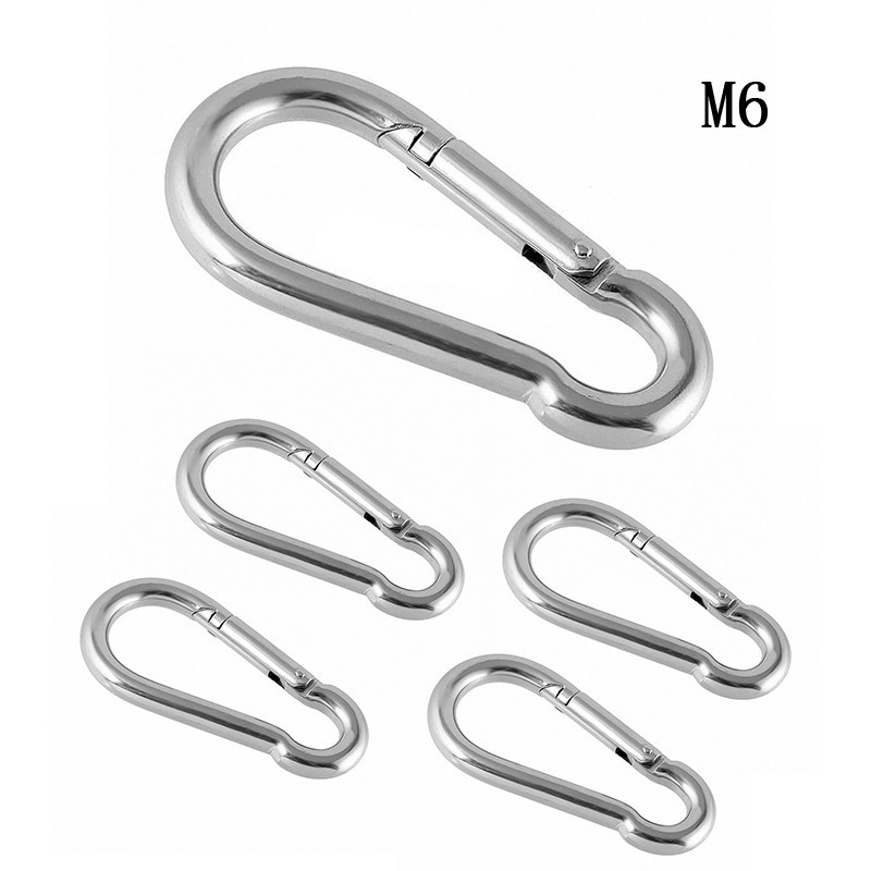 5pc 304 Stainless Steel Spring Snap Quick Link Lock Key Ring Carabiner ...