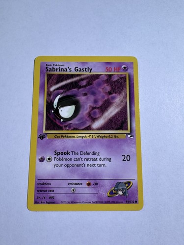 Pokemon Card - Sabrina's Gastly 1st Edition Gym Heroes 93/132 Common | eBay