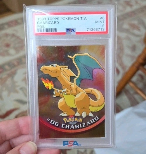 1999 Topps Pokemon T.V Charizard #6 Foil 1st edition Blue Logo PSA 9 ...