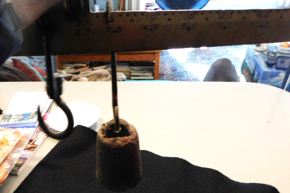 Dated 1842 A.B. Colville Large Brass + Iron Steelyard Beam Type Scales ...