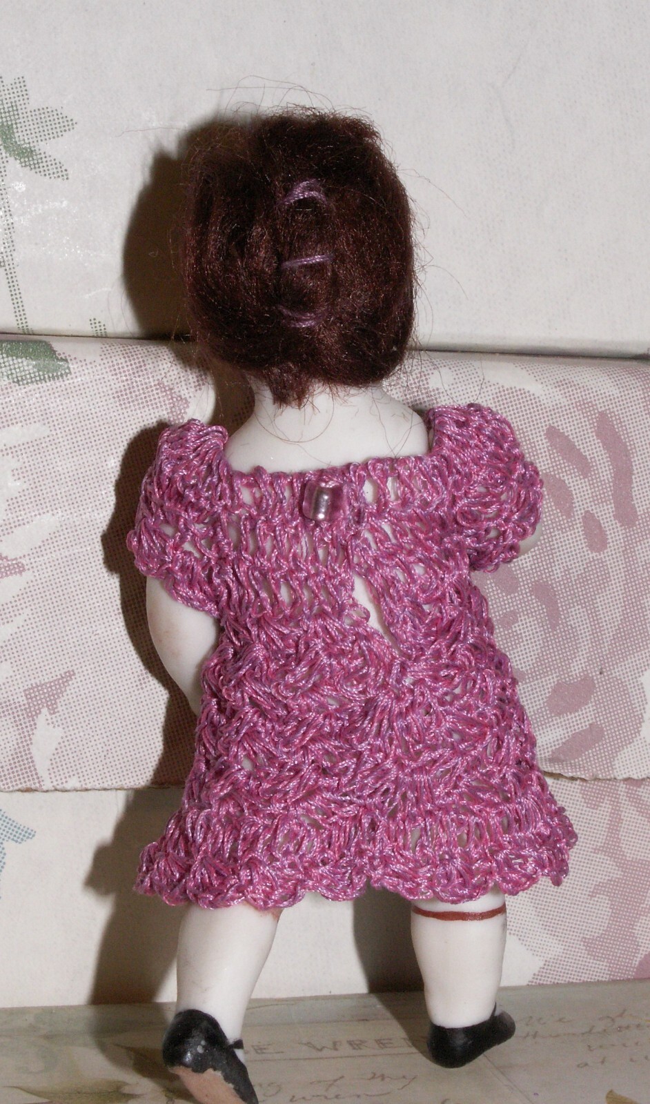 French Mignonette Doll Dress for 4" All Bisque Picolette Doll, Rose ...
