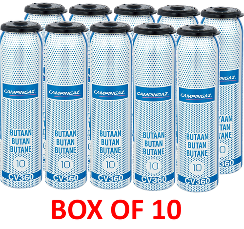 Box of 10 campingaz CV360 resealable Disposable butane gas cartridges ...