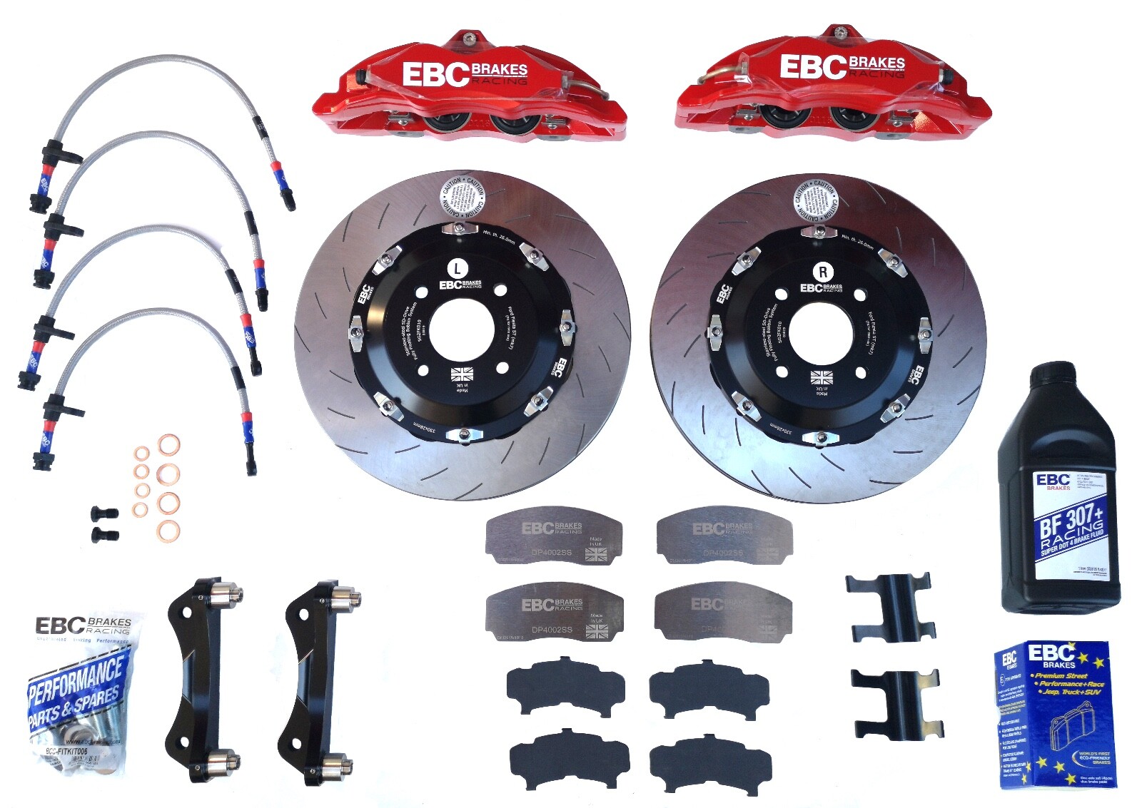 EBC Big Brake Kit 330mm Discs Pads & 4 Pot Calipers | Ford Fiesta ST180 ...