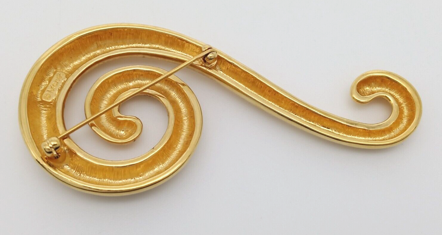 Monet Brooch Pin Swirl Design Abstract Gold Tone Metal Vintage ...