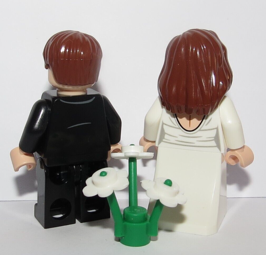 LEGO Bride & Groom Minifigure Brown Hair Black Suit Flesh Skin Wedding ...