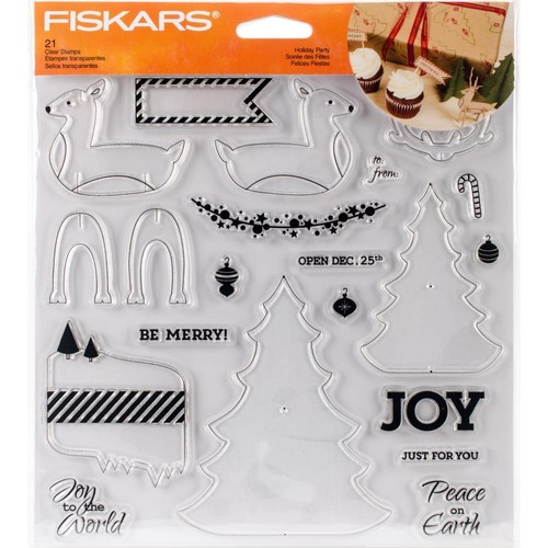 Fiskars Clear Stamps 8"X8" Holiday Party S-5, NEW | eBay