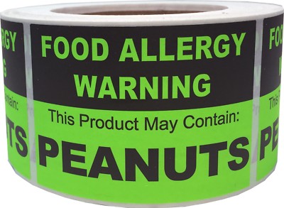 "FOOD ALLERGY WARNING, This Product May Contain:" Labels | 2 x 3" | 500 ...