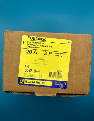 Square D EDB34020 20 Amp 3 Pole 480 v Circuit Breaker New in Box | eBay