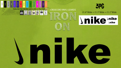 🔥 NIKE UPRIGHT Iron-On Heat Transfer Set – 8", 3", and 2" Widths (3 ...