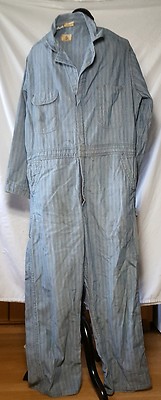 Vintage Blue Bell Herringbone Denim Coveralls original Brass Prentice ...