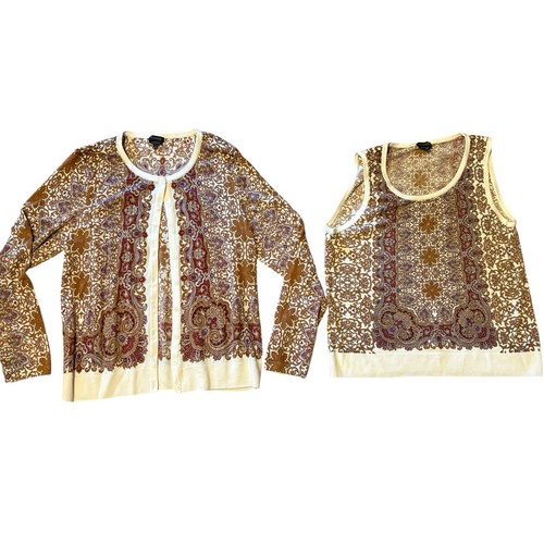 Talbots Women’s Cardigan Twin Set Size XL Pure Merino Wool Paisley ...