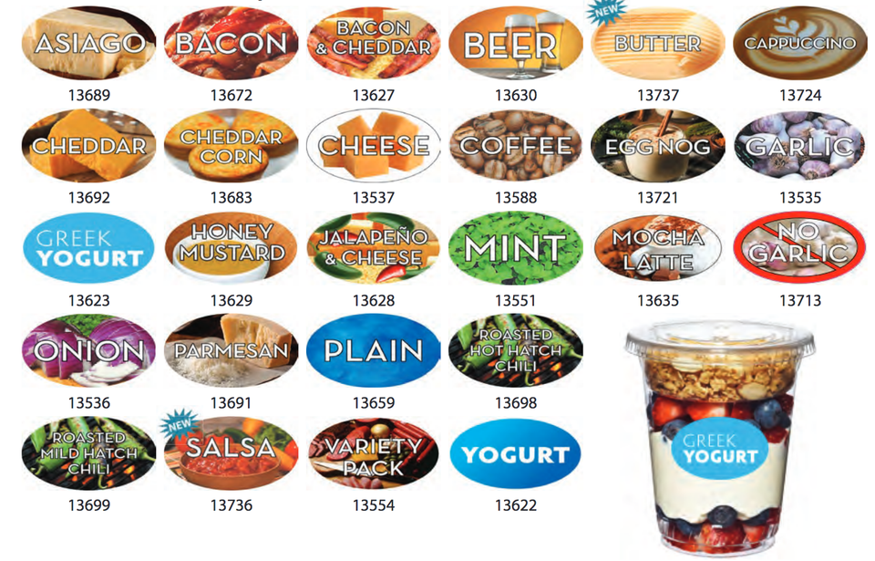 Food Flavor Labels 1.25" x 2" 500 labels per roll Stickers- Large ...