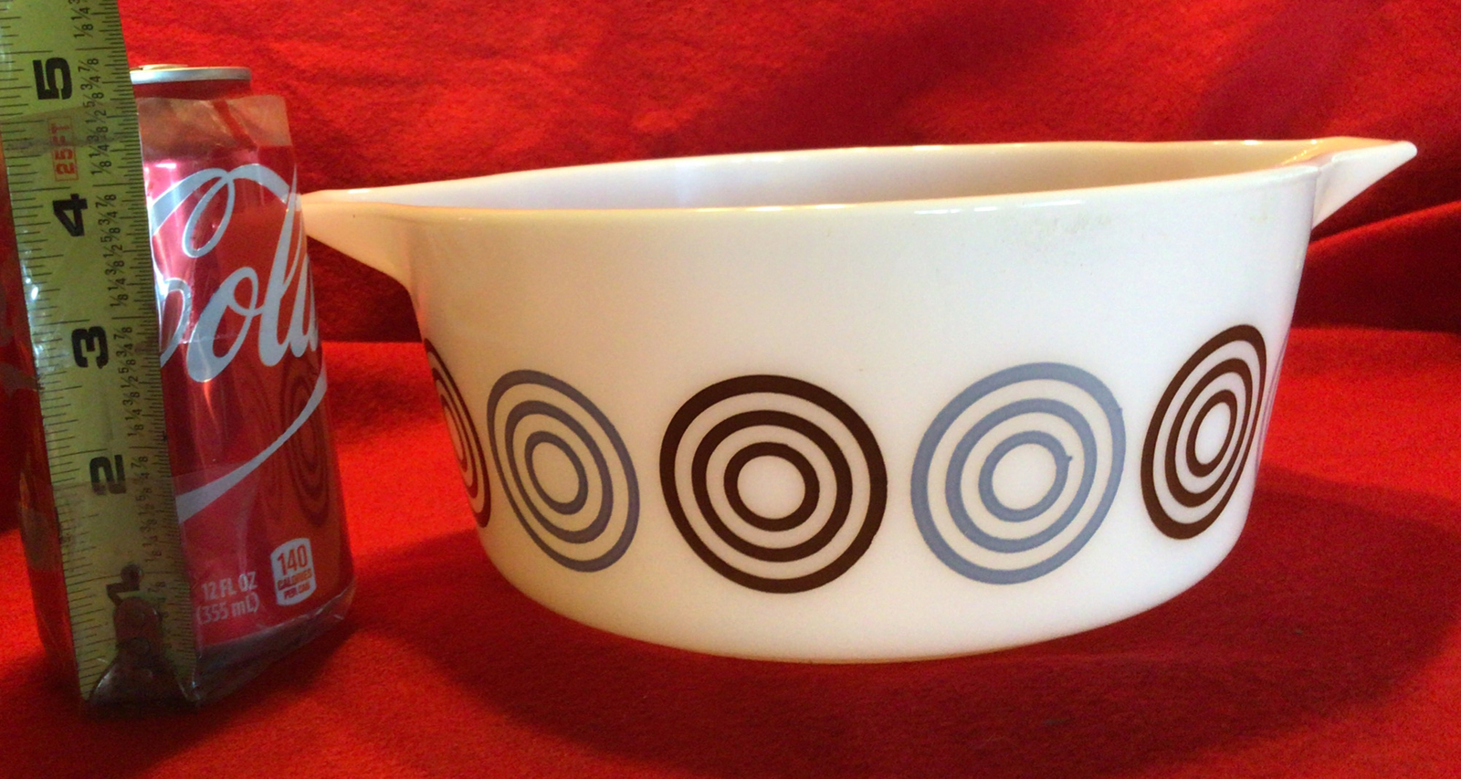 Vintage Pyrex 2 1/2 Quart Casserole Dish Grey Brown Bullseye Circles No ...